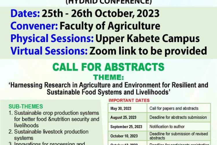 Call for Abstracts: Agro-Conference 2023 | FACULTY OF AGRICULTURE